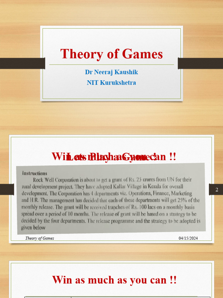 Games Theory | PDF | Systems Theory | Mathematical Economics