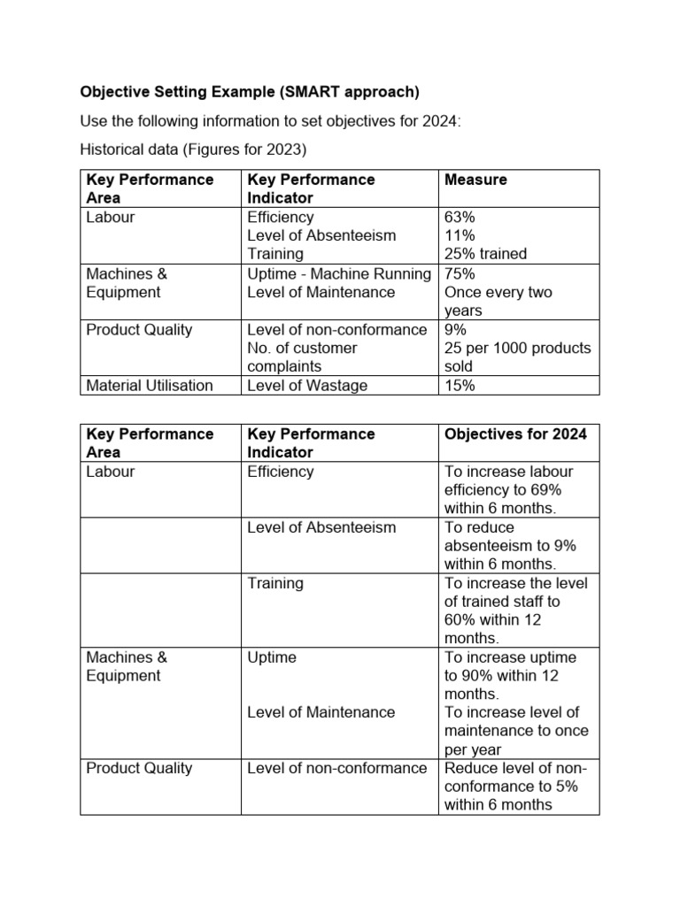 Objective Setting Ex 1 24 | PDF