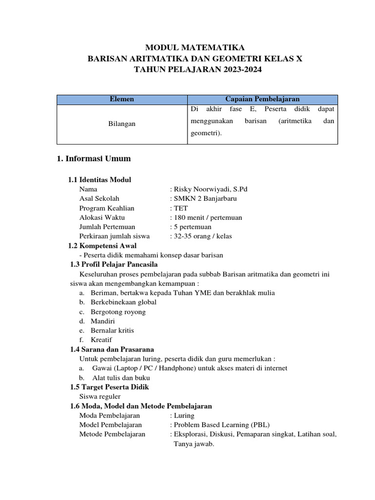 MODUL AJAR 3. Barisan Upload PMM | PDF