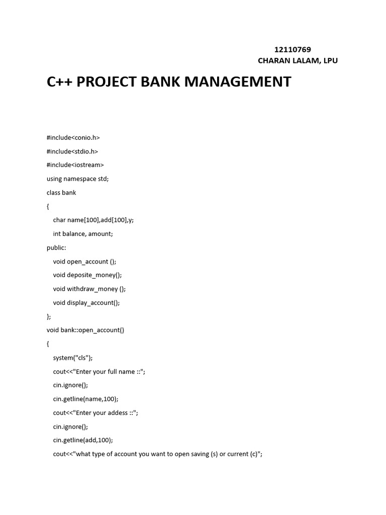 C++ Project Lpu 12110769 Charan Lalam | Download Free PDF | Namespace | Computer Programming