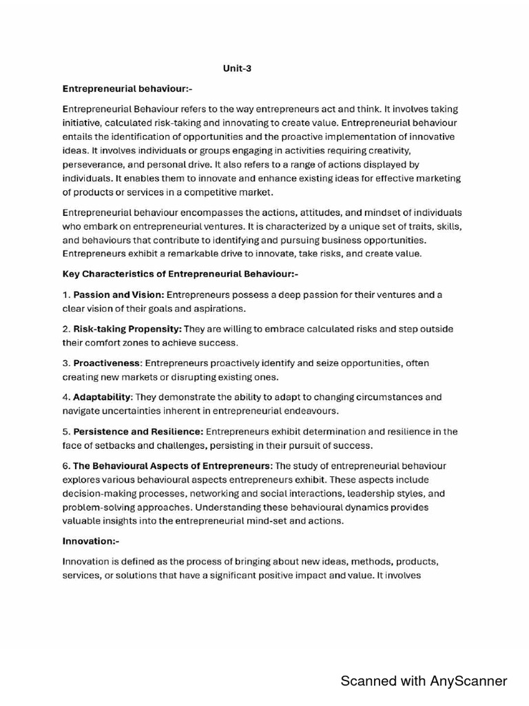 Unit 3 Entrepreneurship | PDF | Home & Garden