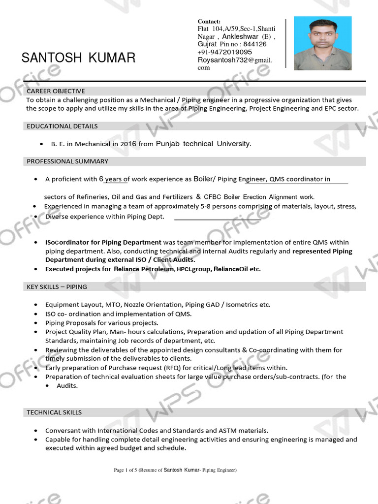 Santosh Roy Resume | PDF | Project Management | Quality Management System