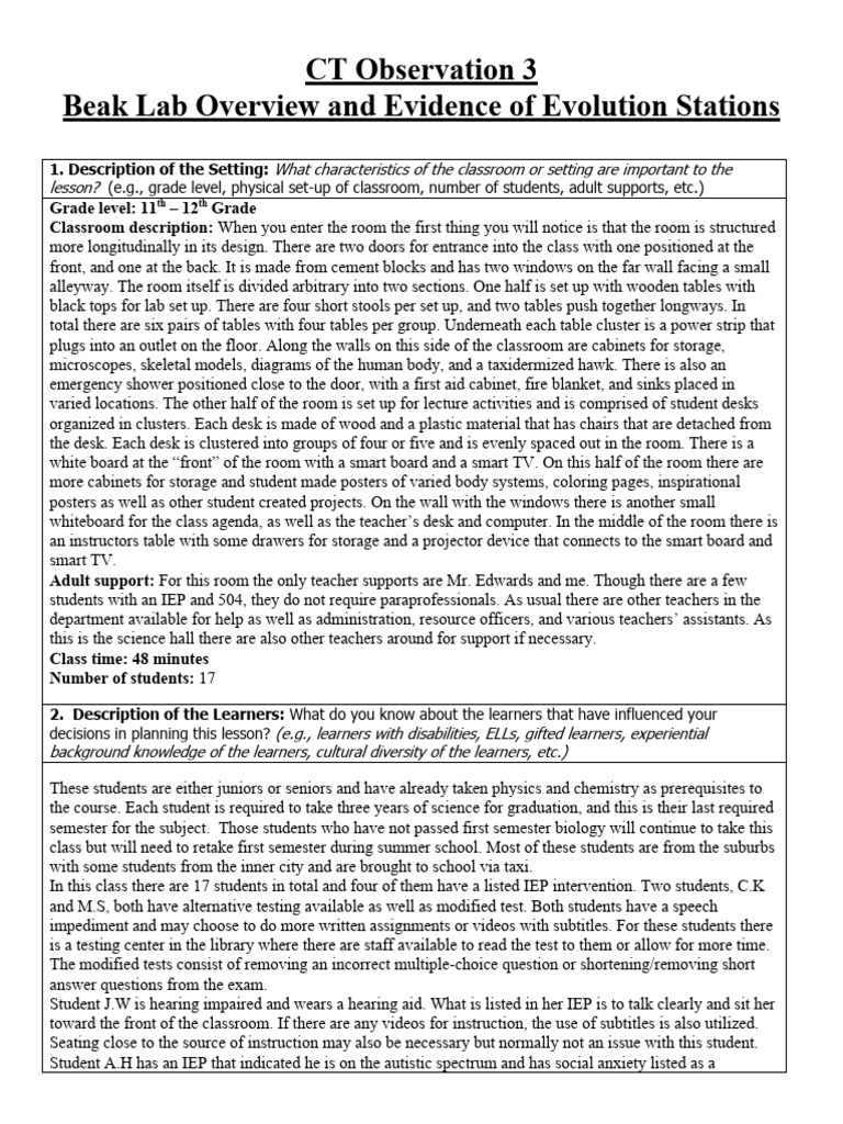 Evolution Lesson Plan for High School | PDF | Learning | Dna