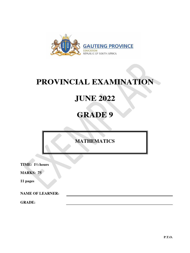 Gr9 MATH (ENG) June 2022 Question Paper | PDF | Mathematical Concepts | Mathematical Objects