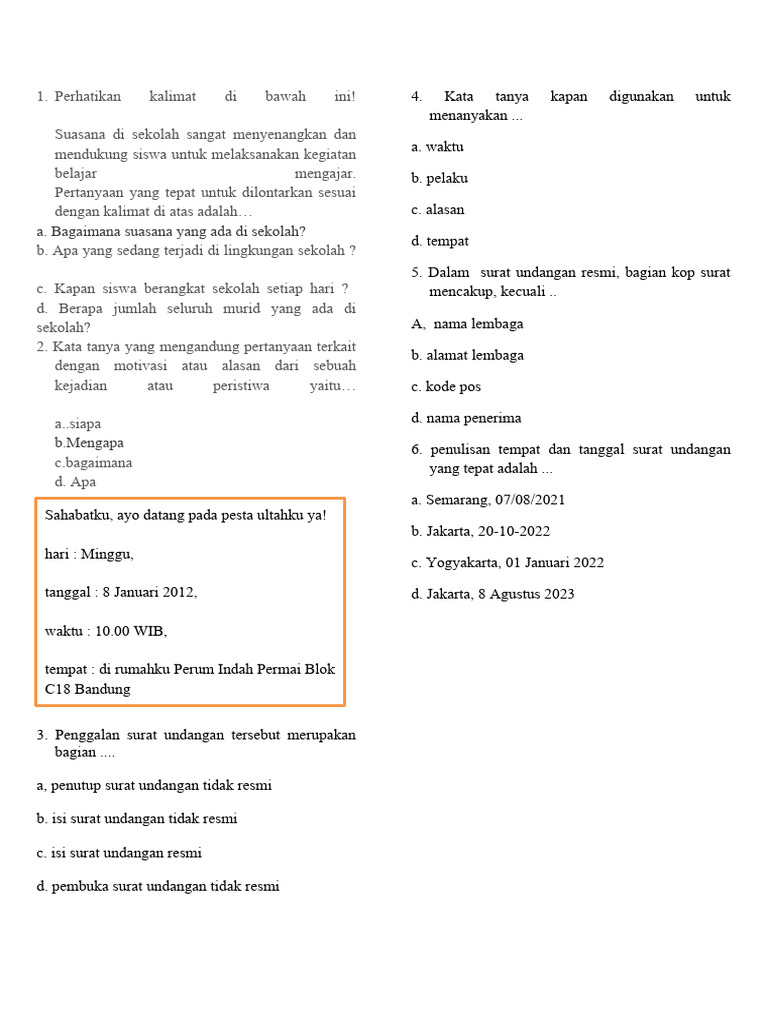 Soal Tema G Kelas 5 SD Mid Semester | PDF