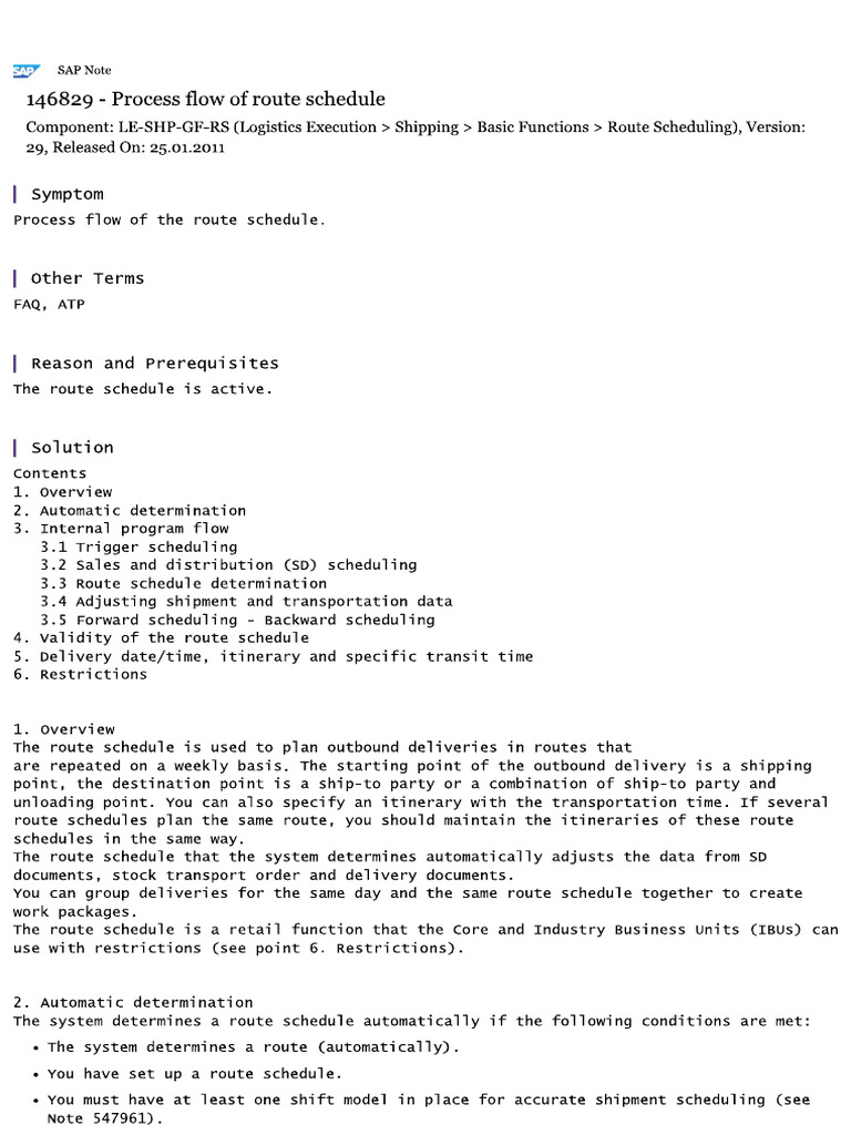 Process Flow of Route Schedule | PDF