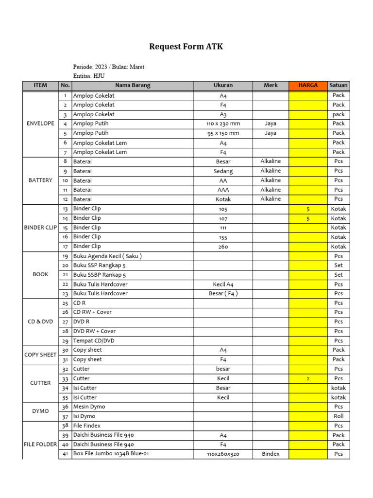 Master Request Form Atk-Gs | PDF