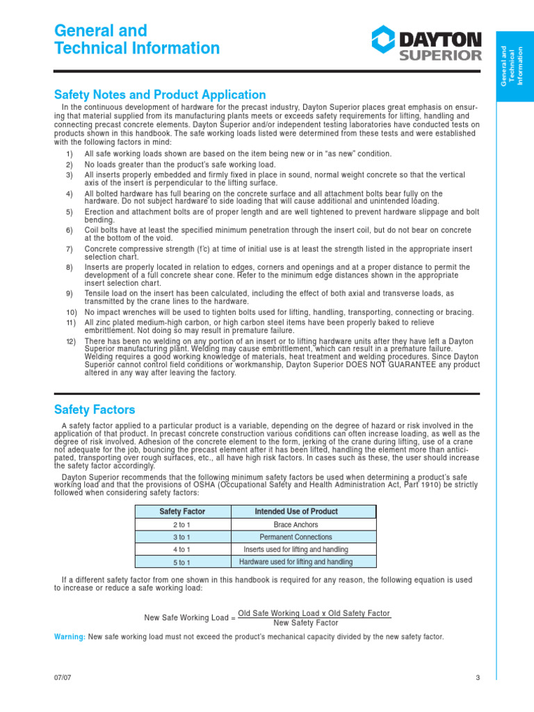 Lifting Insert Design Data | PDF | Concrete | Strength Of Materials