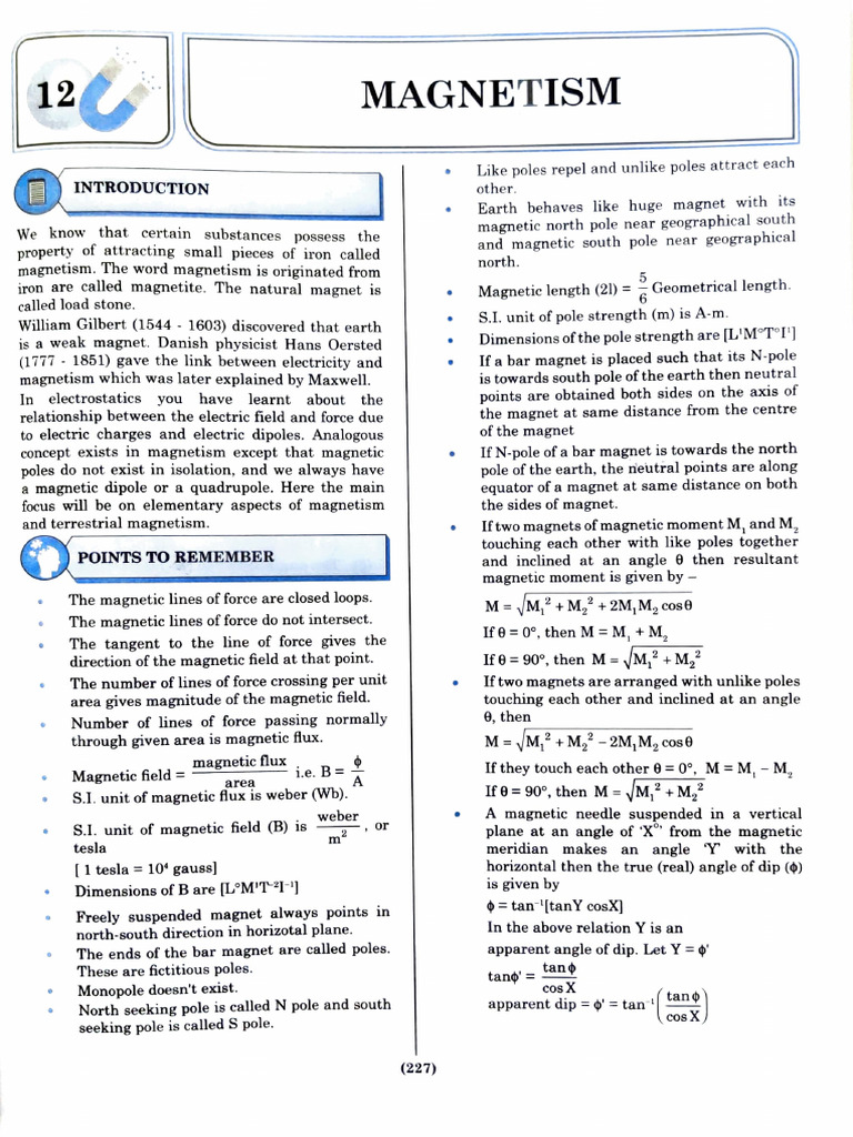 Magnetism Notes 2 | PDF | Magnetic Field | Earth's Magnetic Field