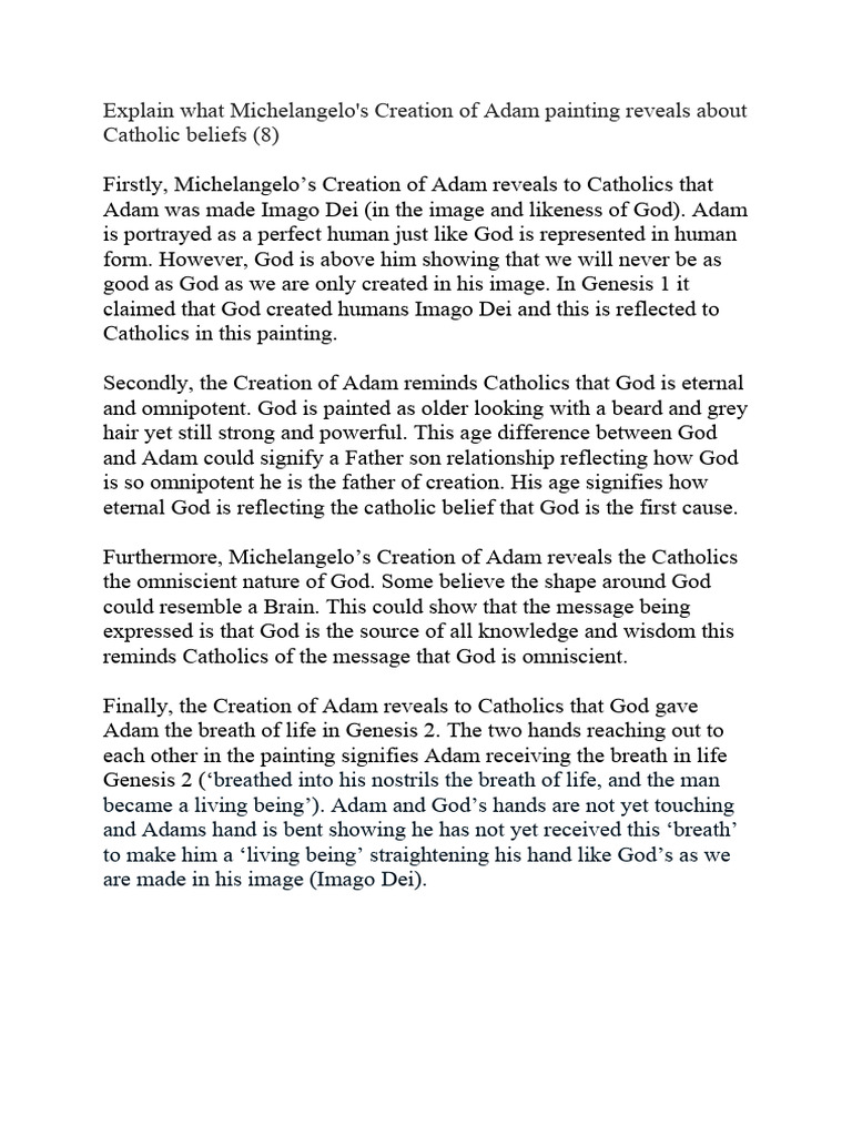 Explain What Michelangelo's Creation of Adam Painting Reveals About ...