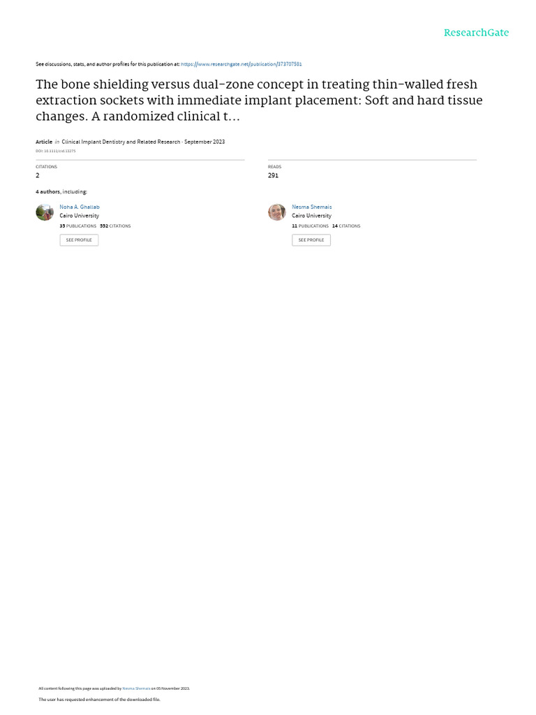 The Bone Shielding Versus Dual-Zone Concept in Treating | PDF | Dental ...