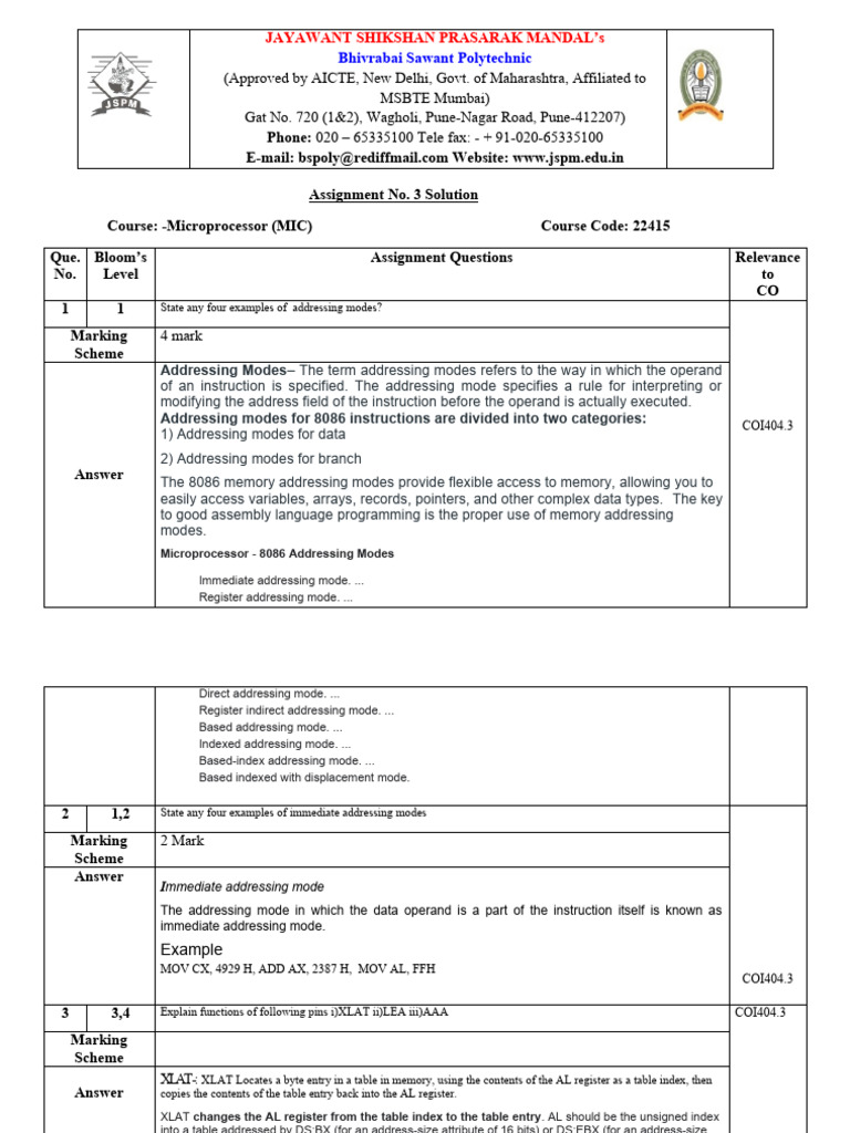 Microprocessor 8086 Addressing Modes Guide | PDF | Office Equipment ...