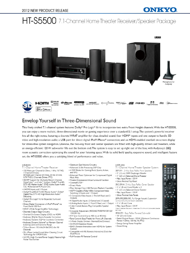 ONKYO HT-S5500 Home Cinema System Datasheet - Manualzz | PDF