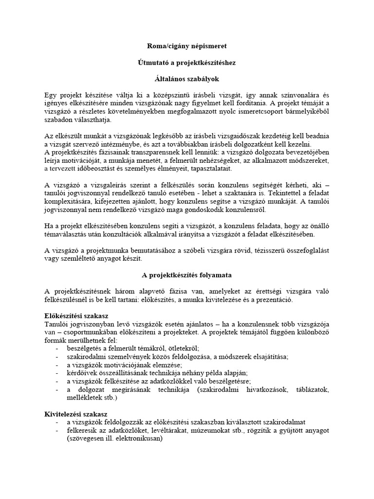 Roma Cigany Nepism Utmutato A Projektkesziteshez 2024maj | PDF