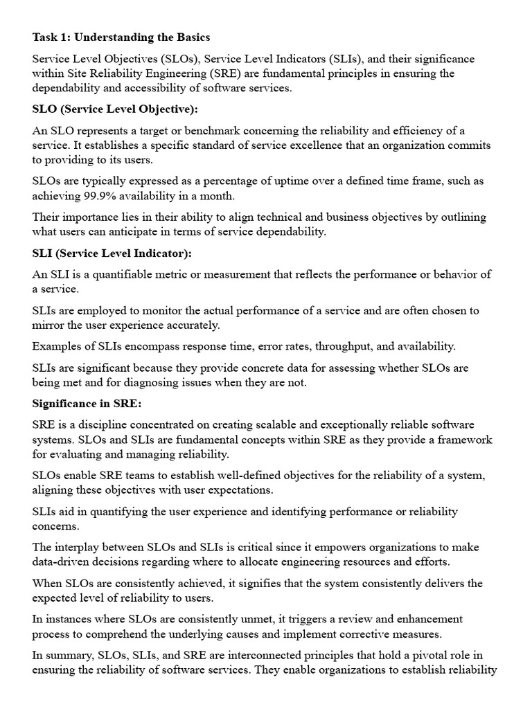 2 - SRE Pracrical Work | PDF | Reliability Engineering | Software Engineering