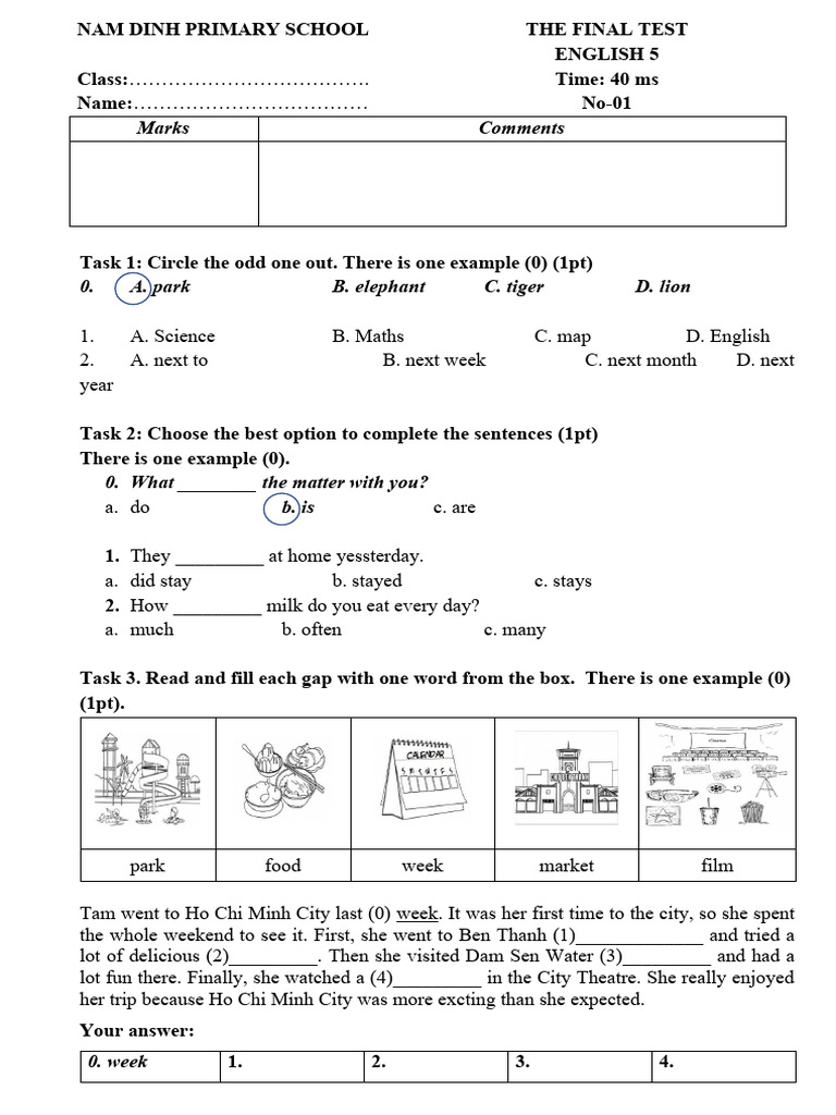 ĐỀ KTRA HK II - ANH 5 | PDF