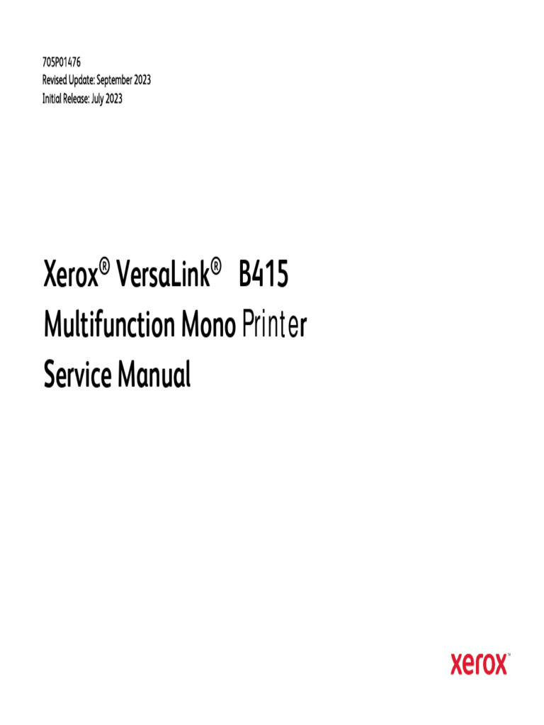 Xerox Versalink B415 Multifunction Mono Printer Service Manual | PDF ...