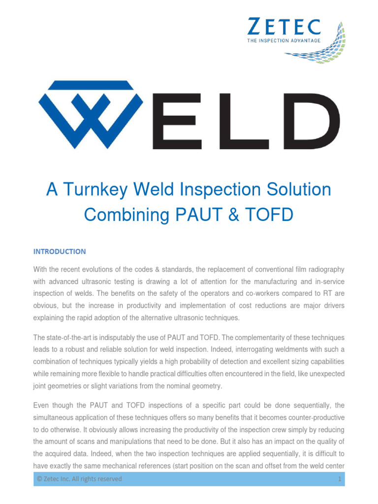 Turnkey Weld Inspection Solutions Using PAUT and TOFD | PDF | Image ...