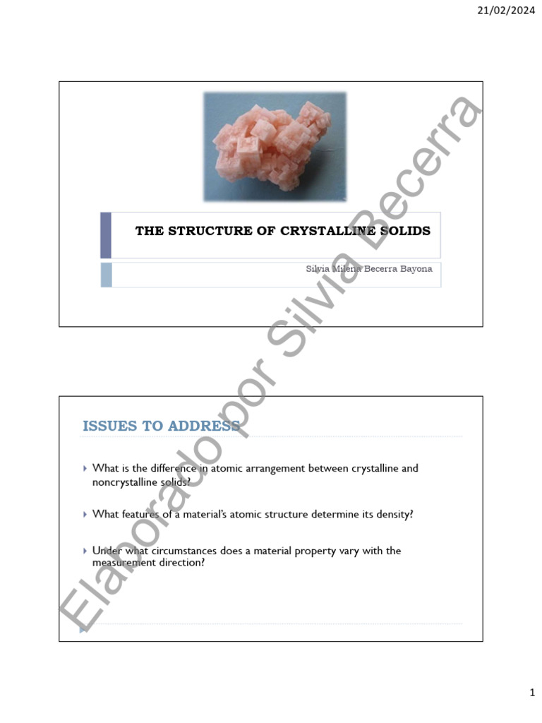 Estructura de Los Solidos Cristalinos | PDF | Crystal Structure ...