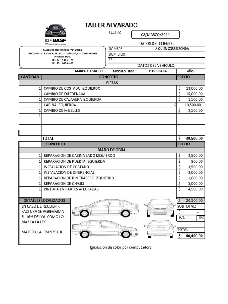 Cotizacion Chevrolet 1500-2 | PDF | Autos de los Estados Unidos ...