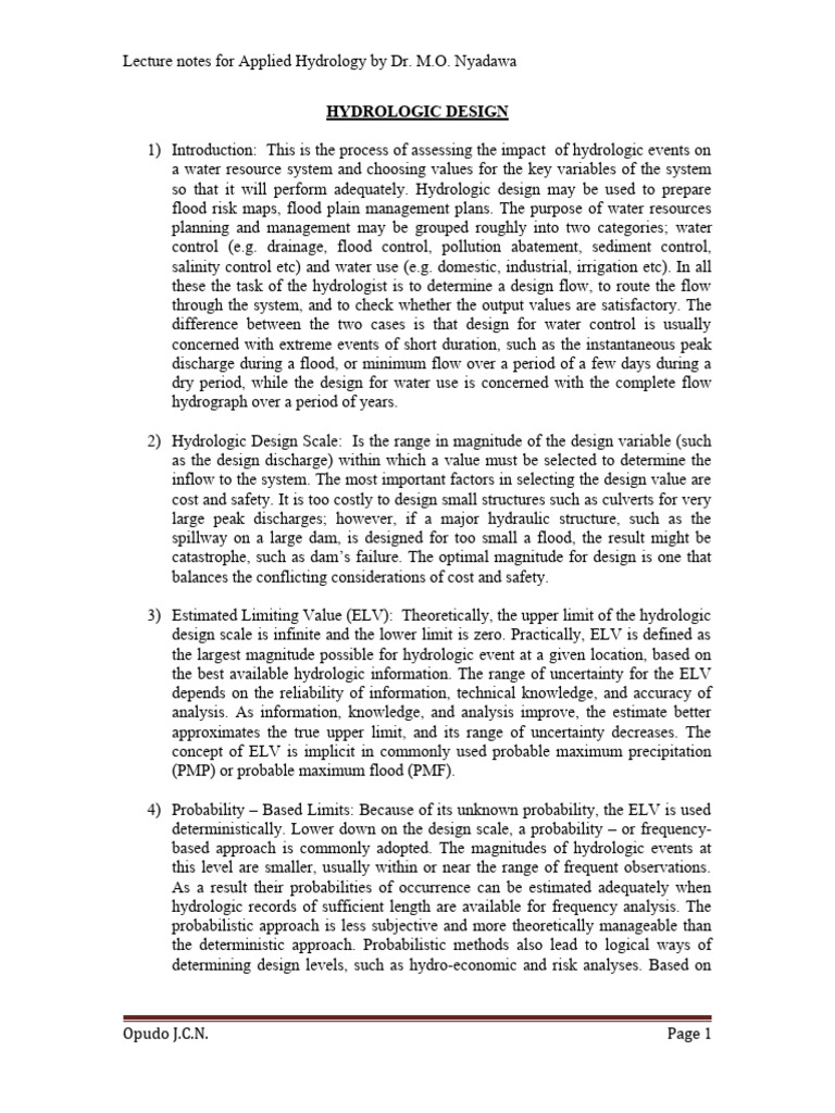 5 Hydrologic Design | PDF | Discharge (Hydrology) | Flood