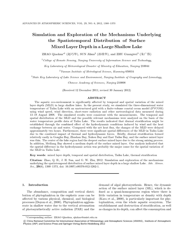 Simulation and Exploration of The Mechanisms Underlying The Spatiotemporal Distribution of ...