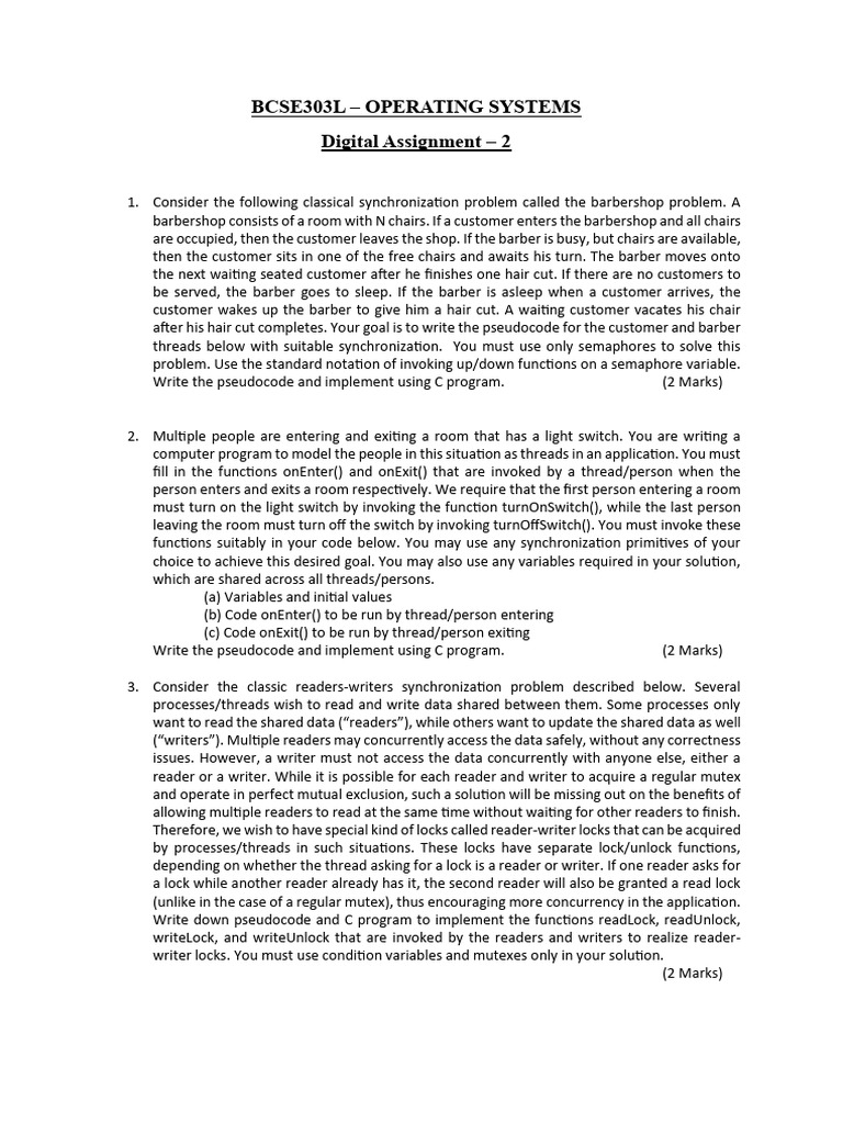 OS - Theory - DA2 Question | PDF | Thread (Computing) | Computer Programming