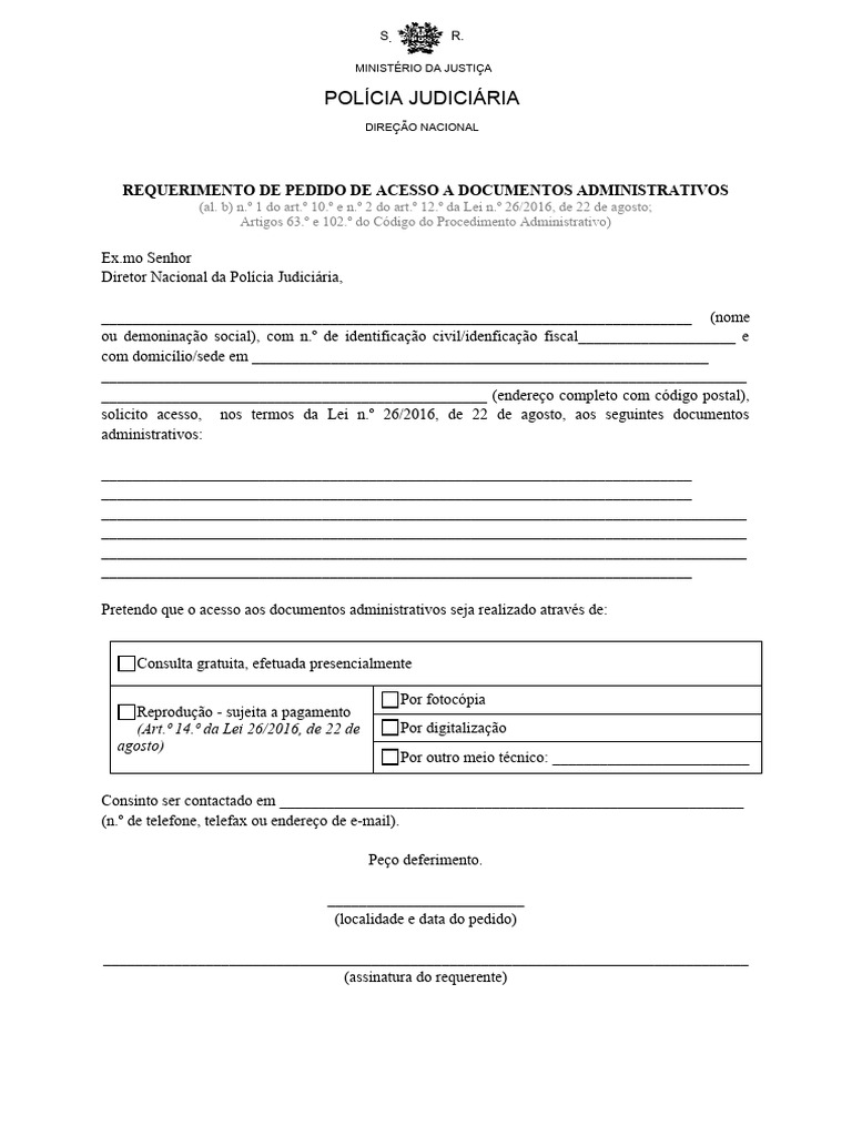 Modelo de Requerimento de Acesso a Documentos Administrativos | PDF