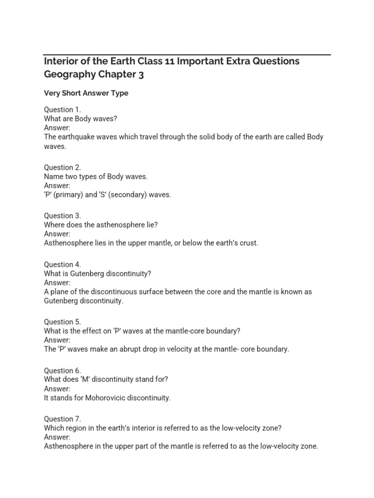 Class 11 Geography: Earth's Interior Notes | PDF | Earth | Crust (Geology)