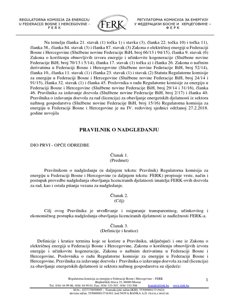 Pravilnik o Nadgledanju | PDF