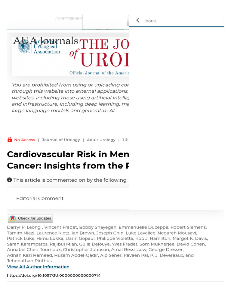 Cardiovascular Risk in Men With Prostate Cancer | Download Free PDF ...