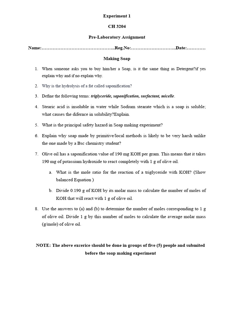 Lab Quiz Soap Making | PDF