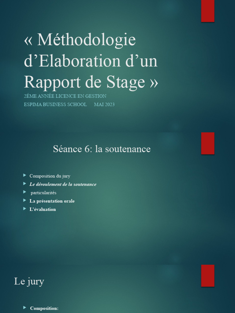 Séance 6-La Soutenance | PDF