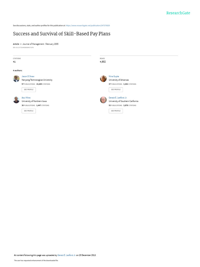 Success and Survival of Skill-Based Pay Plans | PDF | Survey ...