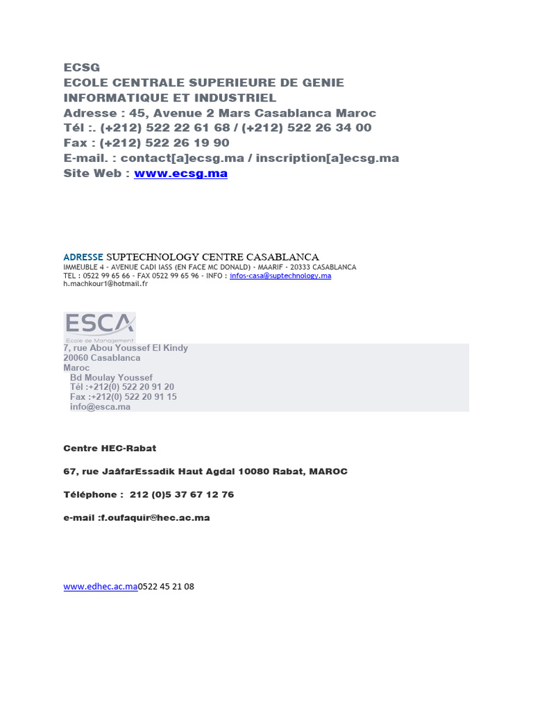 Ecoles | PDF | Maroc | Business