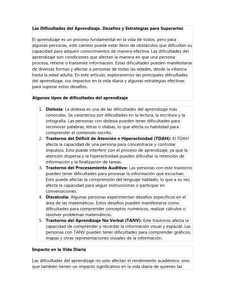 Dificultades Del Aprendizaje | PDF | Aprendizaje | Dislexia