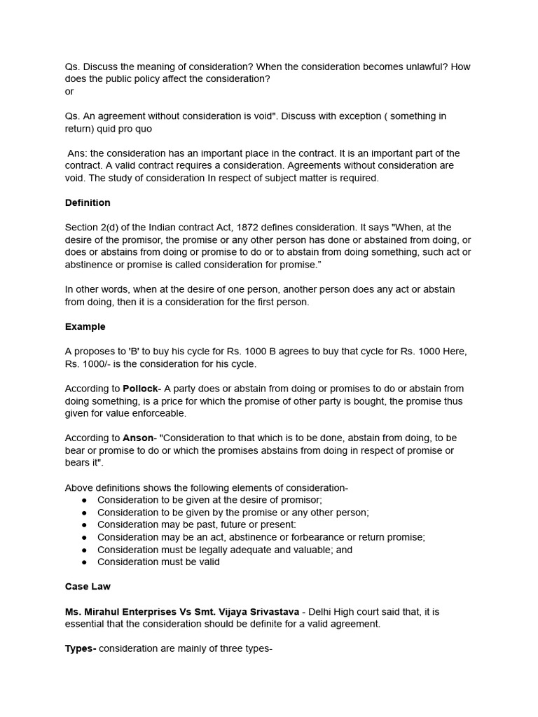 Consider | PDF | Consideration | Contract Law