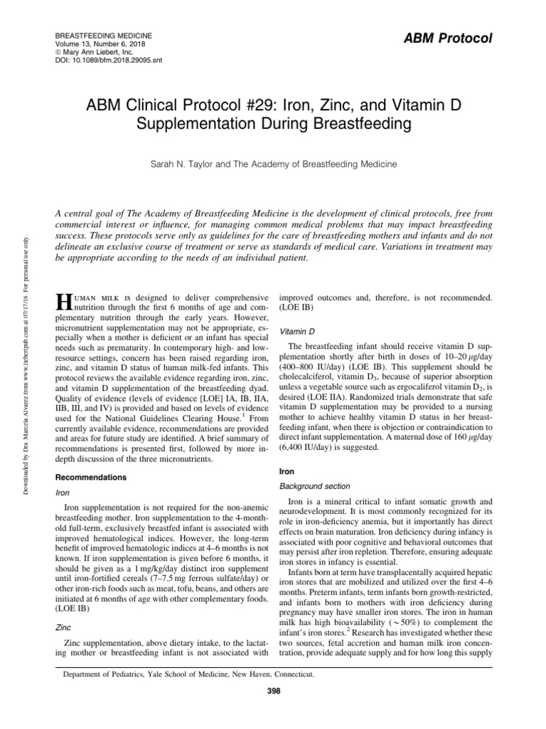 Clinical Protocol # 29 - Iron, Zinc, and Vitamin D Supplementation ...