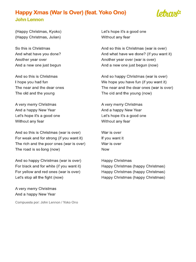 Happy Xmas - John Lennon | PDF