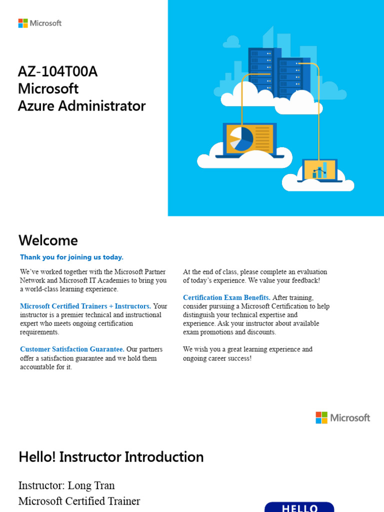 AZ-104 Azure Administrator Course Overview | PDF | Cloud Computing ...