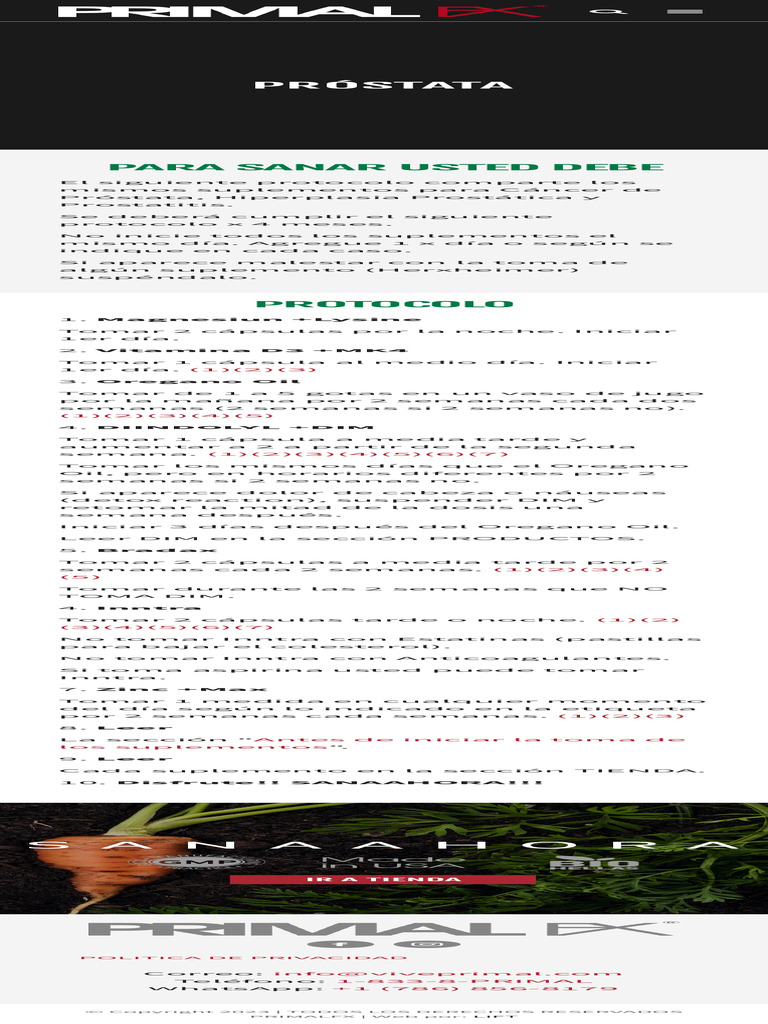 PROTOCOLO PRÓSTATA Primal FX | PDF