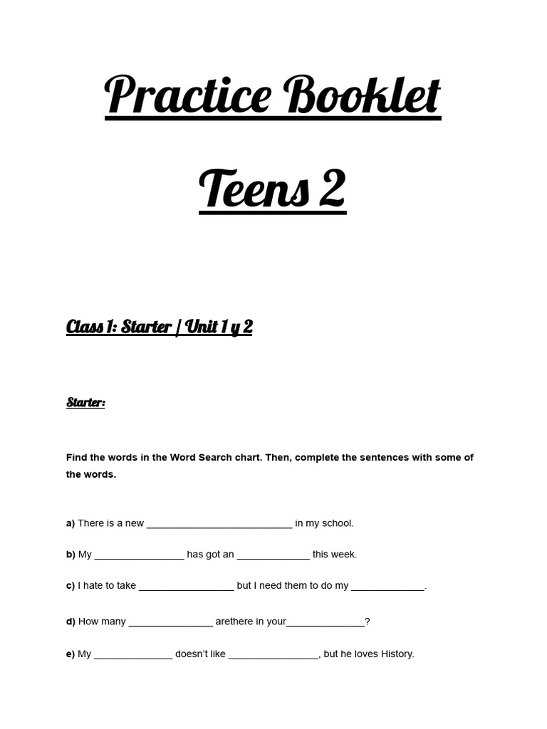Practice Booklet Teens 2 | PDF