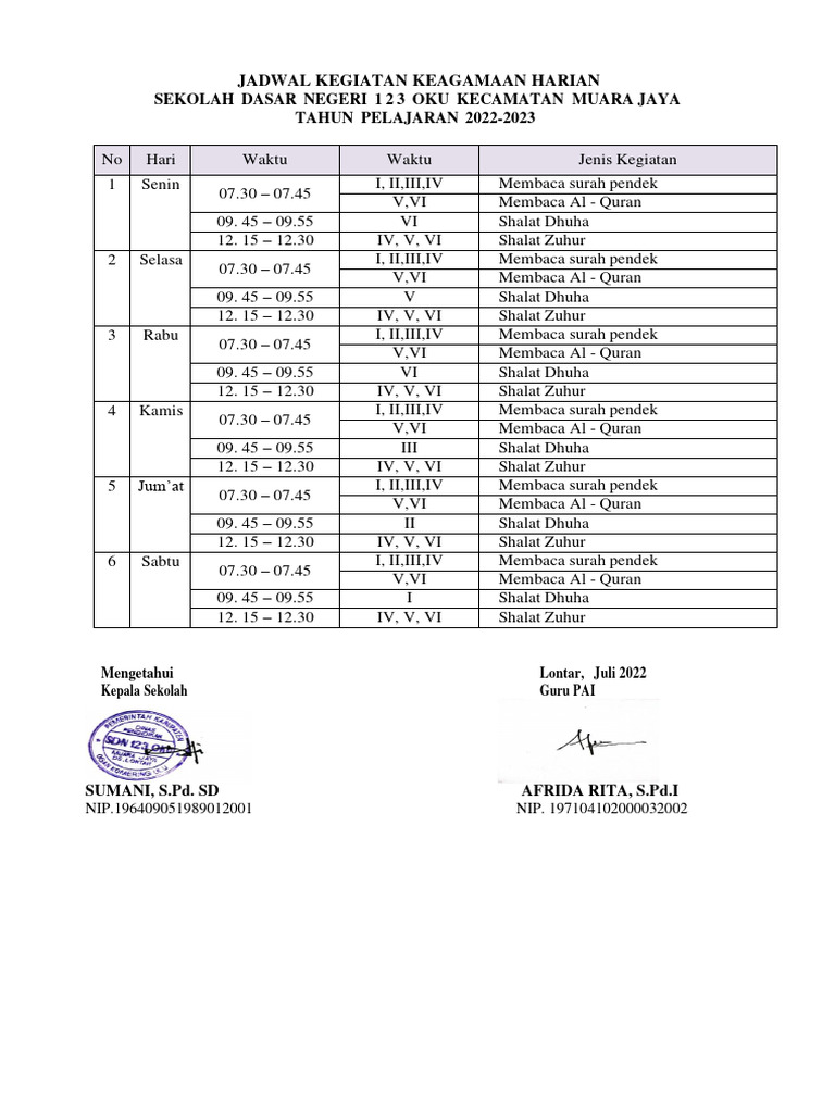 (GSN) Jadwal - Kegiatan - Keagamaan | PDF | Agama & Spiritualitas