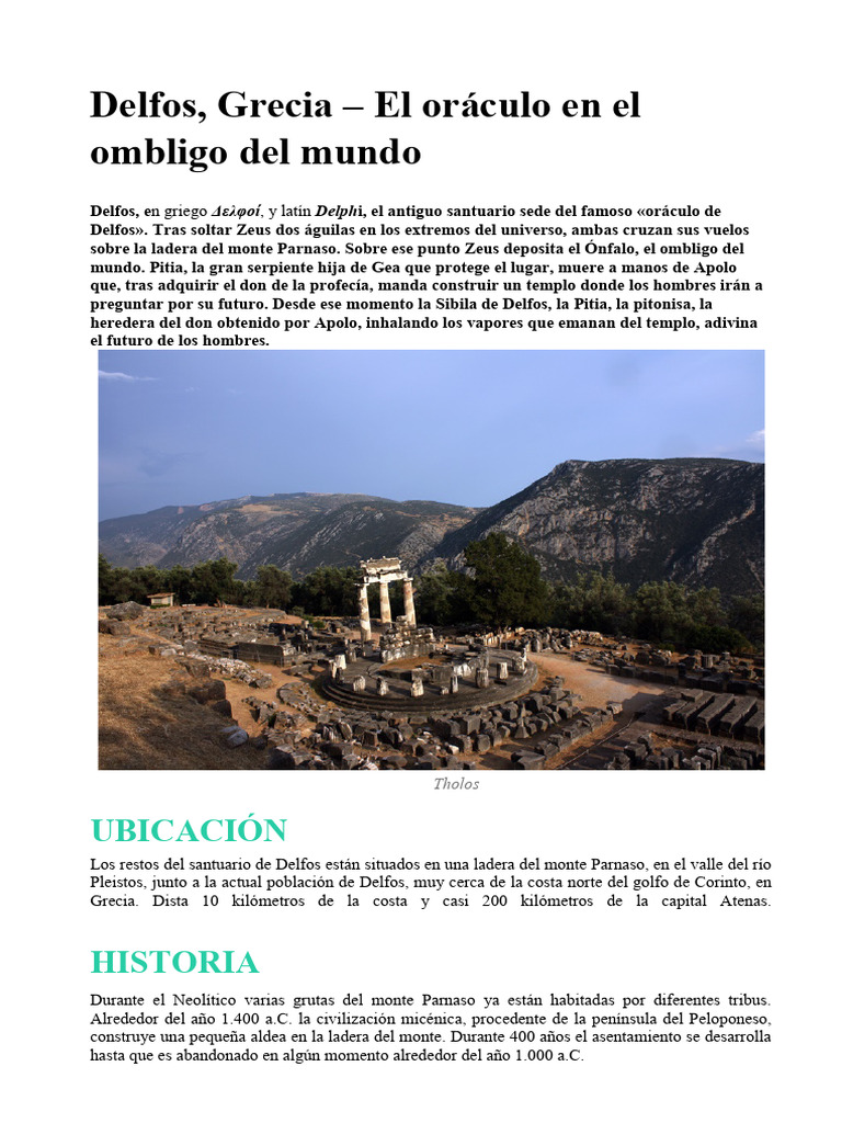 Visitando El Templo de Apolo en Delfos | PDF | Delphi | Antigua Grecia