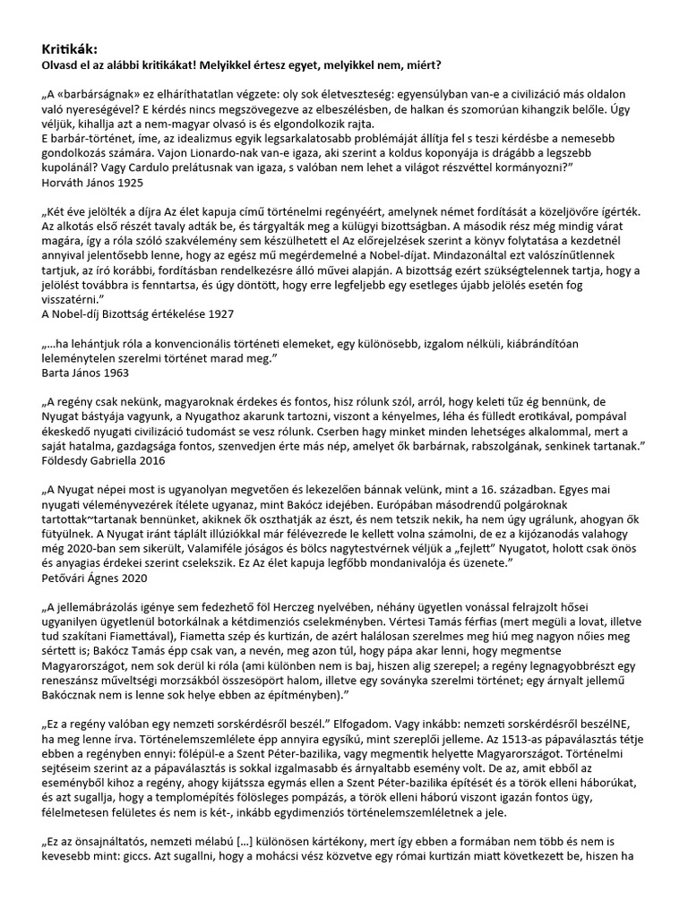 Varga-Judit Kritikak HF Azeletkapuja | PDF