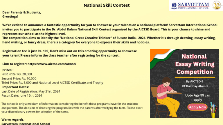 National Skill Contest 2024 Registration | PDF