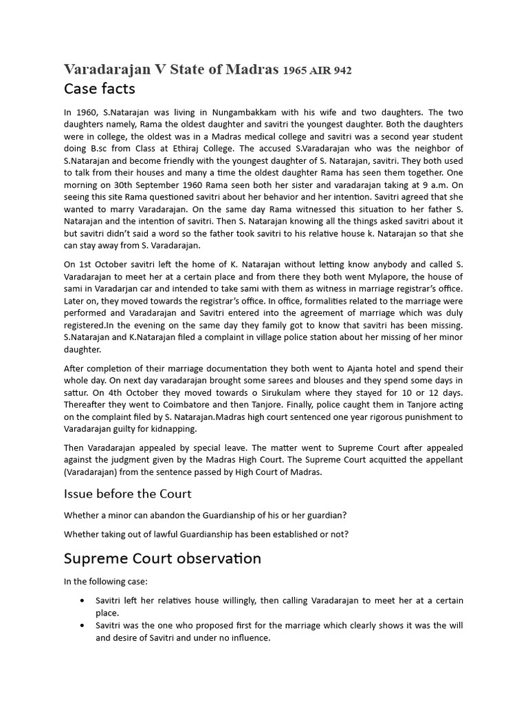 Varadarajan V State of Madras 1965 AIR 942 | PDF | Appeal | Judiciaries