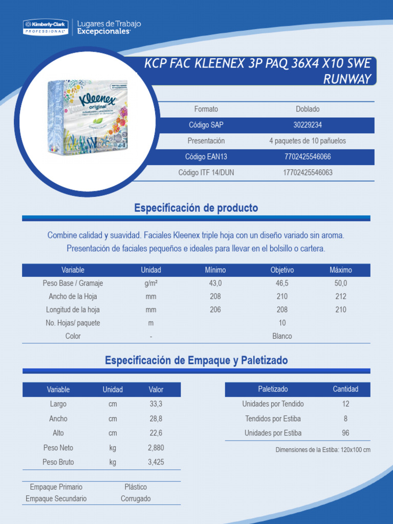 KCP Fac Kleenex 3P Paq 36X4 X10 Swe Runway | PDF