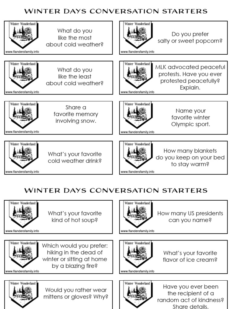 Conversation Starters Winter Days | PDF