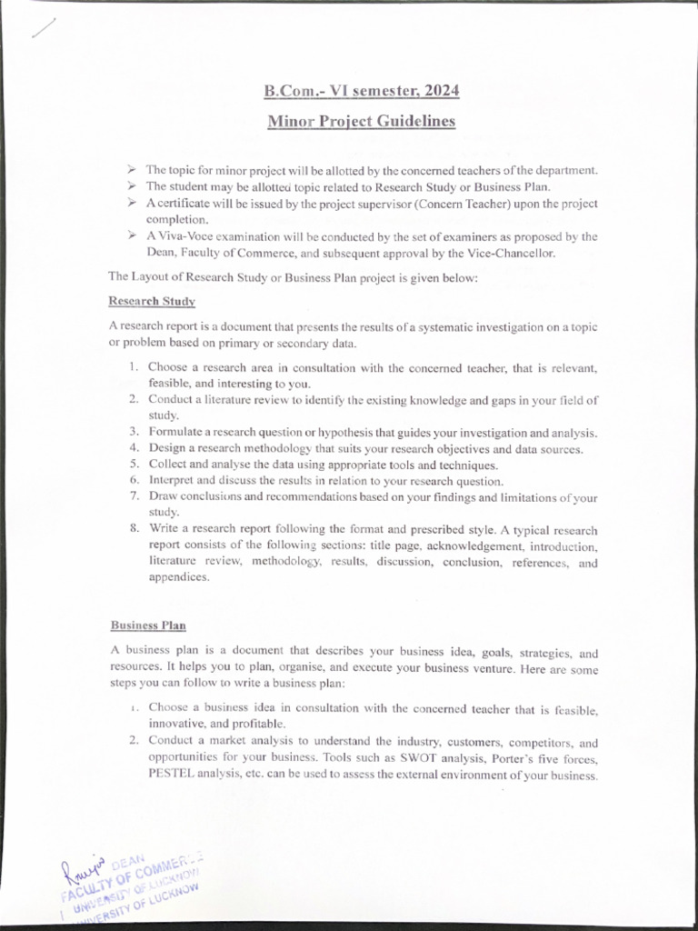 Minor Project Guidelines | PDF